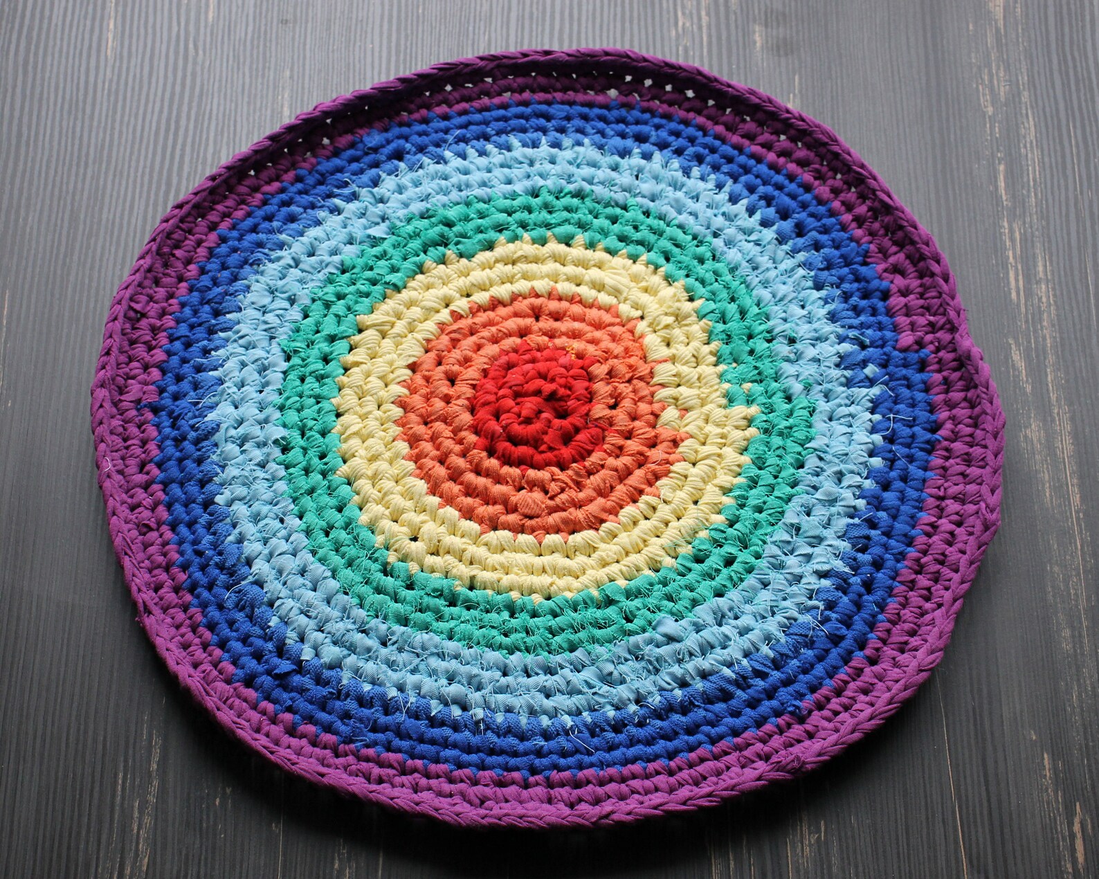 Handmade Round Chair Pads, Braided Rug, Rainbow Rug for Rustic ...