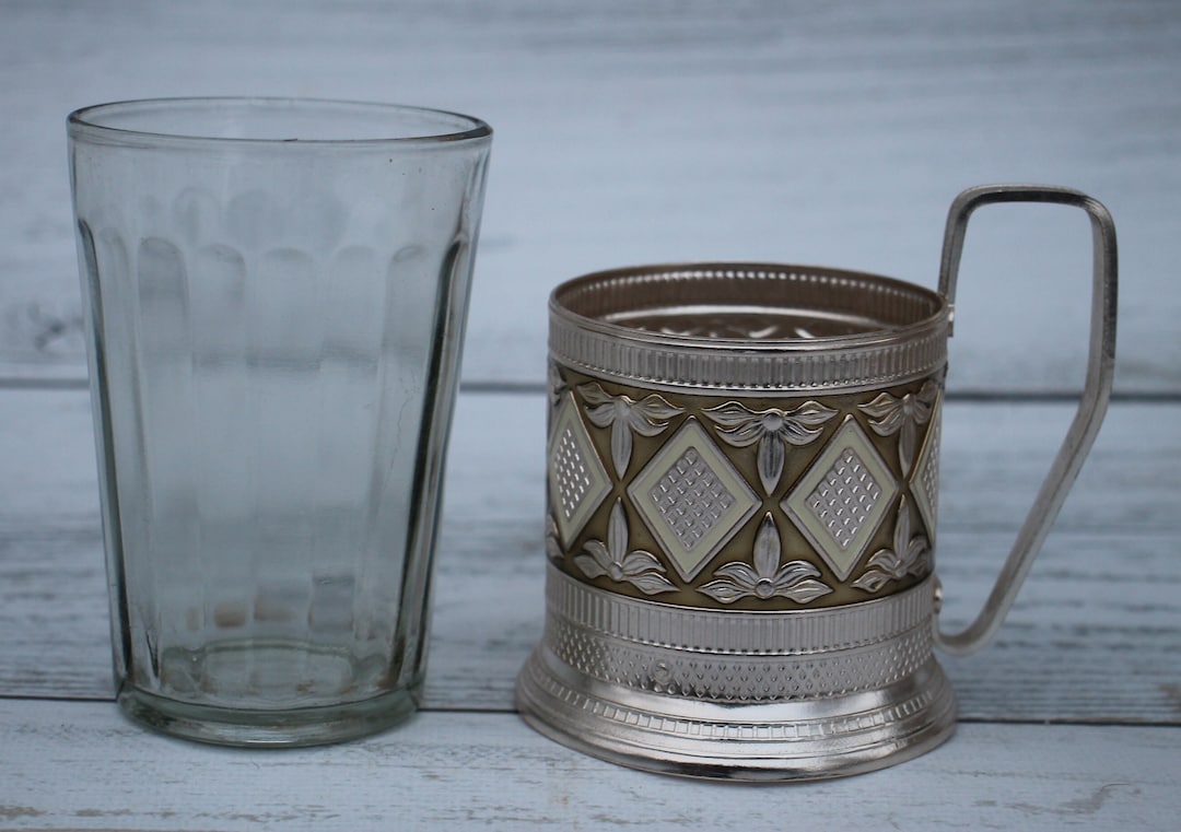 Podstakannik and Glass, Soviet Tea Holder, Coffee Mug With Metal Holder ...