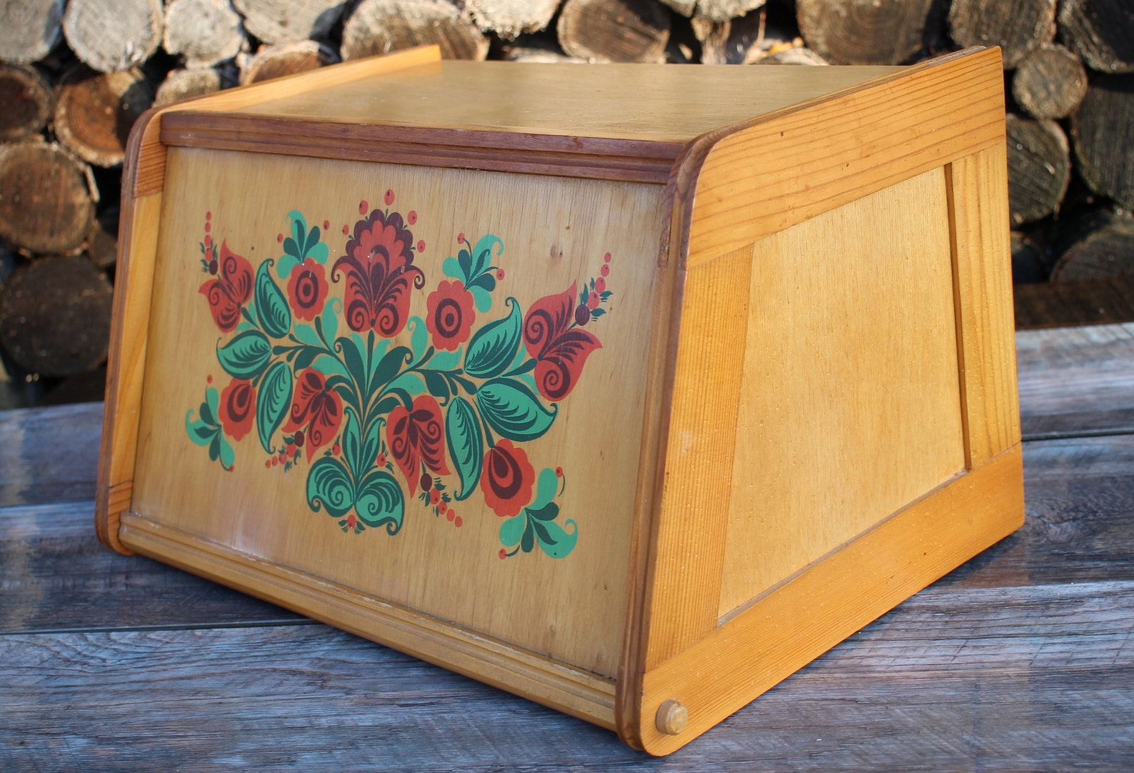 Vintage bread box wooden large bread box rustic bread box | Etsy