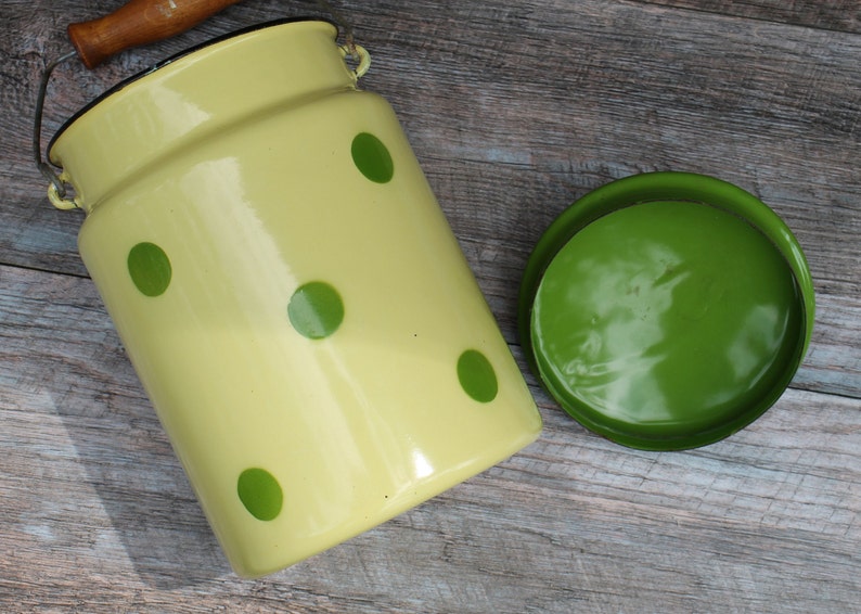 Vintage Yellow-green Enamelwaremilk Jug Antique Milk Can for - Etsy