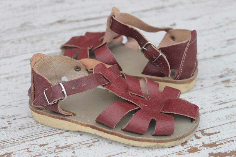 Vintage Leather Sandals Soviet Babies Shoes Kids Brown - Etsy