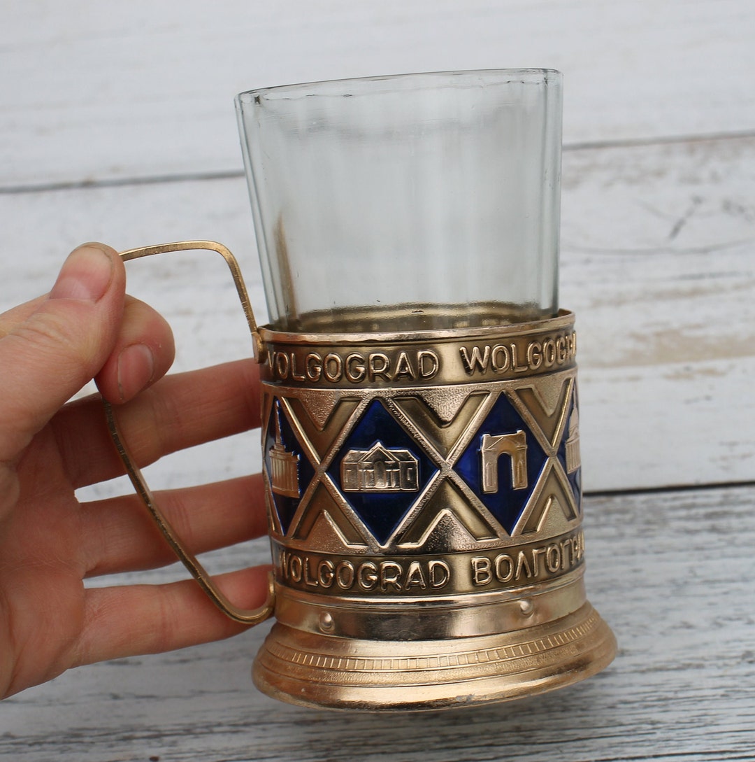Podstakannik, Coffee Mug With Metal Holder, Russian Tea Cup for Gift ...