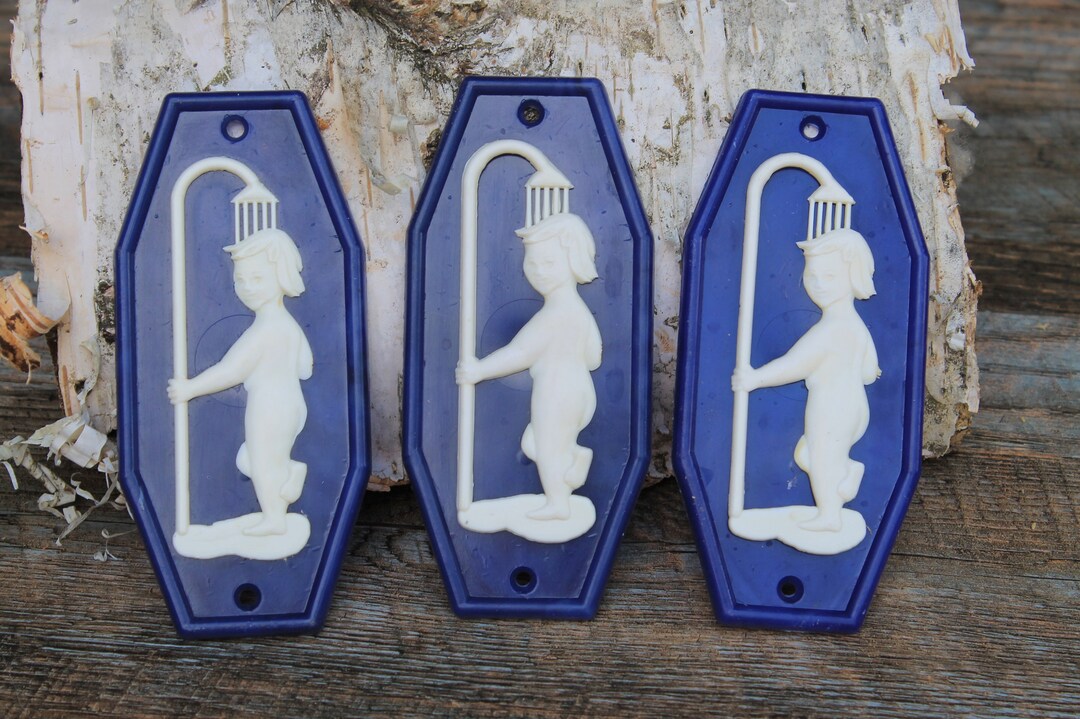 Vintage Soviet Bathroom Sign, Blue Shower Decor, Made in USSR - Etsy