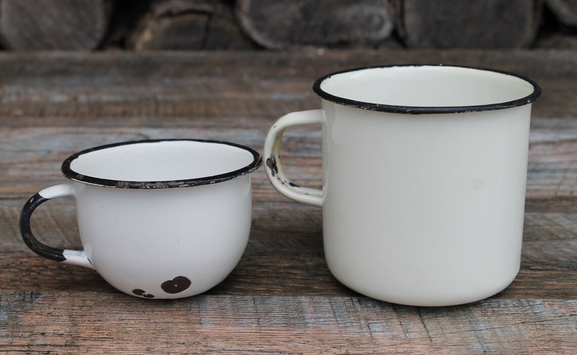 Enamel mug white camp mugs USSR enamel mug retro farmhouse | Etsy