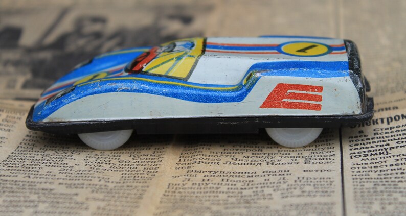Antique Toy Car Soviet Toy Race Car Russian Blue Retro Car - Etsy