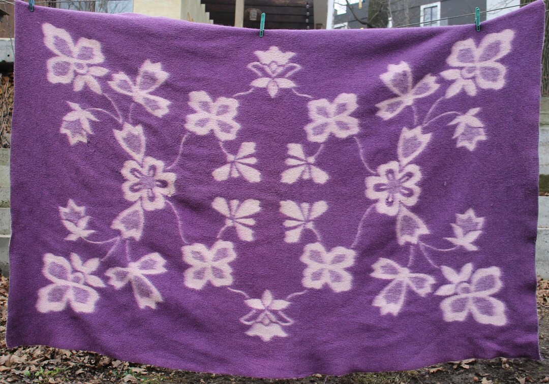 Wool Blanket,vintage Soviet Heavy Violet Blanket, Russian Deep Purple ...