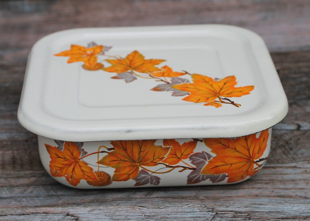 New Enamel Box Vintage,soviet Container With Lid, Retro Enamel Box for ...