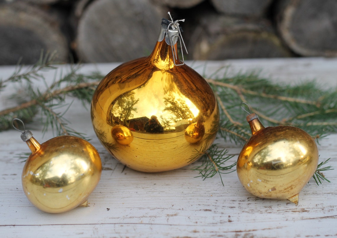 Set of 9 Soviet Christmas Ornaments Shiny Brite Tree Topper - Etsy