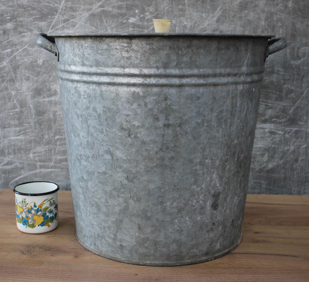 Galvanized Large Bucket,vintage Farm Metal Gray Bucket,outdoor Garden ...