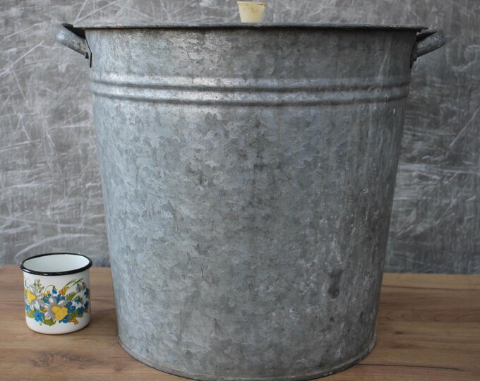 Galvanized Large Bucket,vintage Farm Metal Gray Bucket,outdoor Garden ...