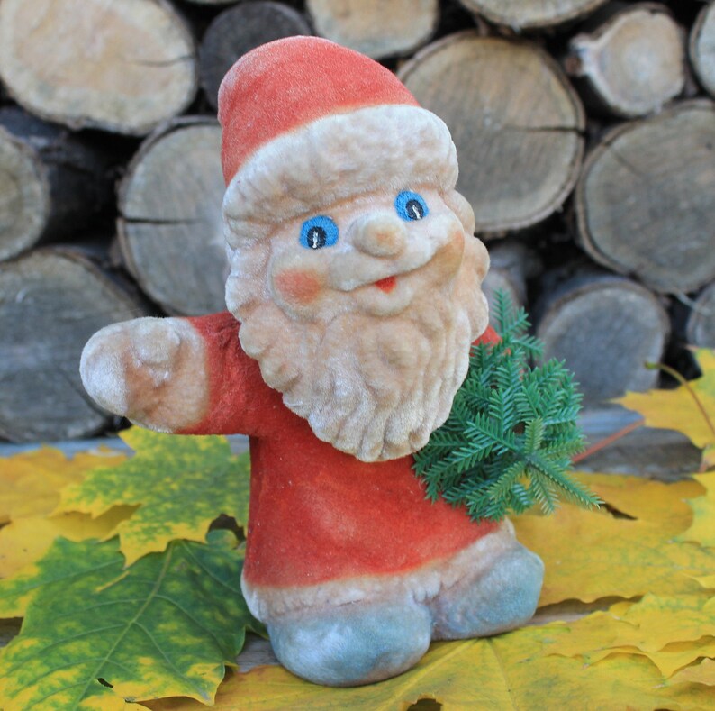 Vintage Plush Santa Soviet Santa Claus Figurine Christmas - Etsy