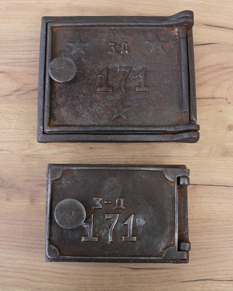 Set of 2 Wood Stove Door, B-B-Q, Cast Iron Wood Fired Oven Door ...