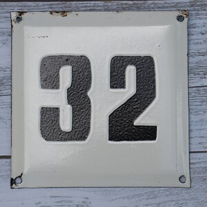32 Vintage House Numbers, White Number Plaque, Enameled Number, House ...