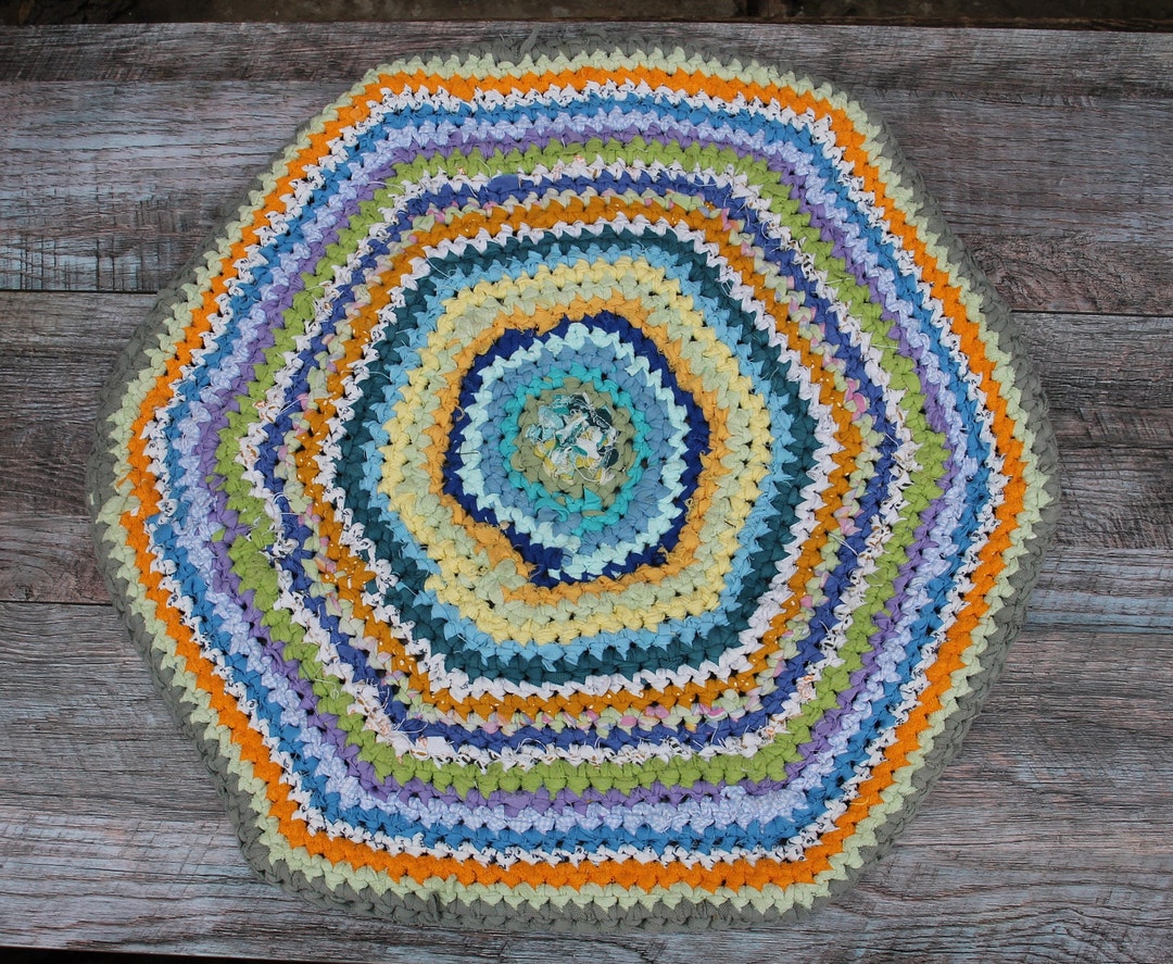 Handmade Crochet Round Chair Pad, Colorful Cotton Rug (21.65 Inches) - Etsy