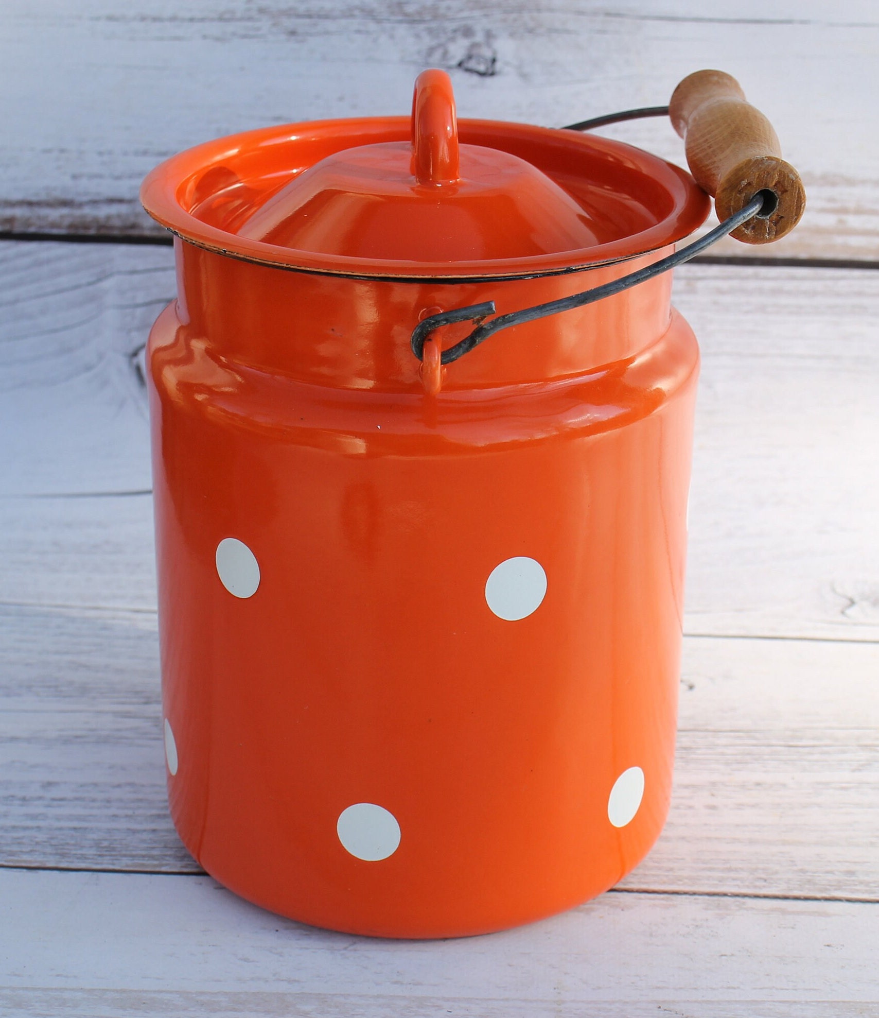 Enamel Milk Can Soviet Red Canister for Rustic Farmhouse Home - Etsy
