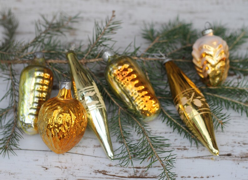 Set of 9 Soviet Christmas Ornaments Shiny Brite Tree Topper - Etsy