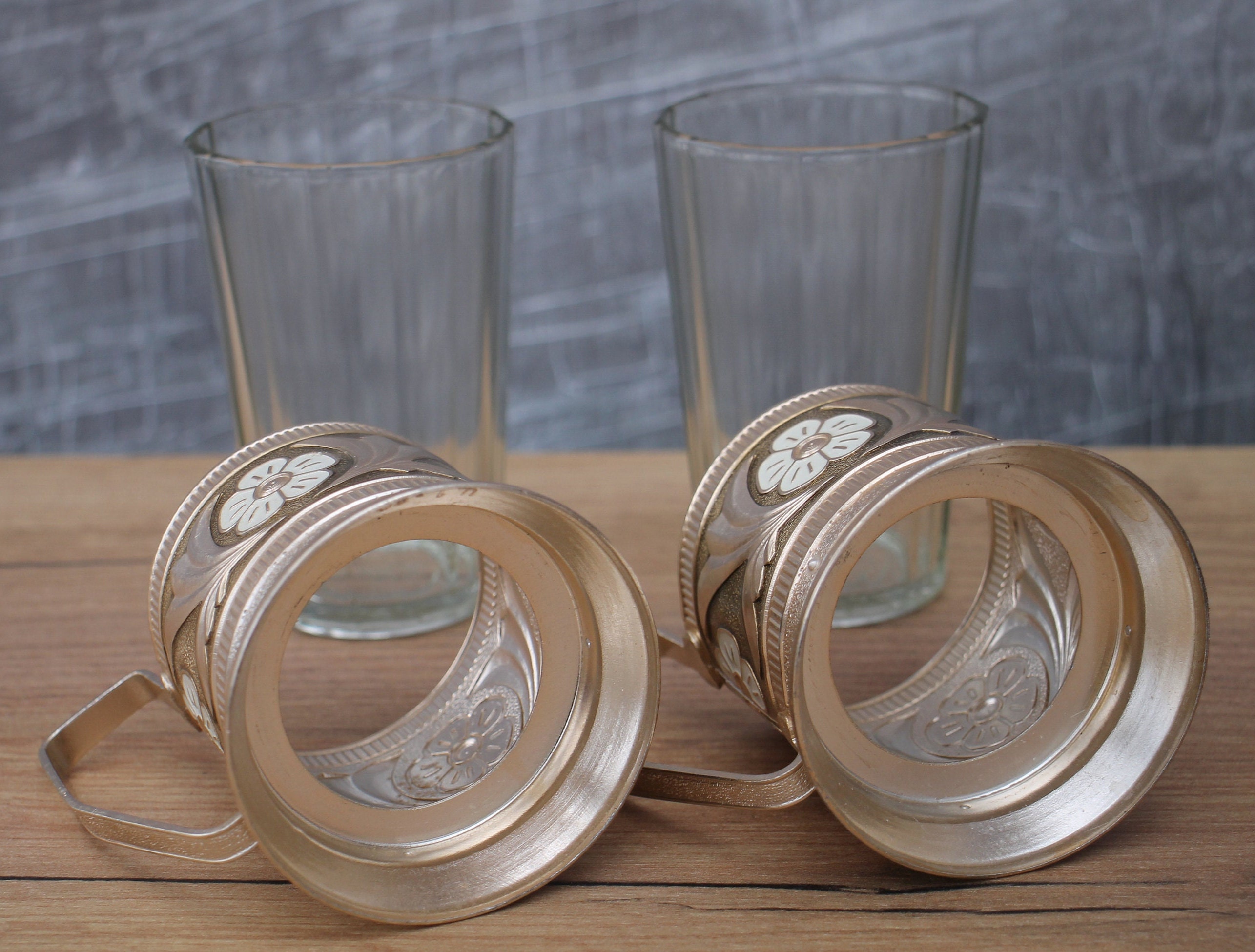 2 Set Russian Podstakannik,soviet Glass Holder Kitchen Decor,tea Glass ...