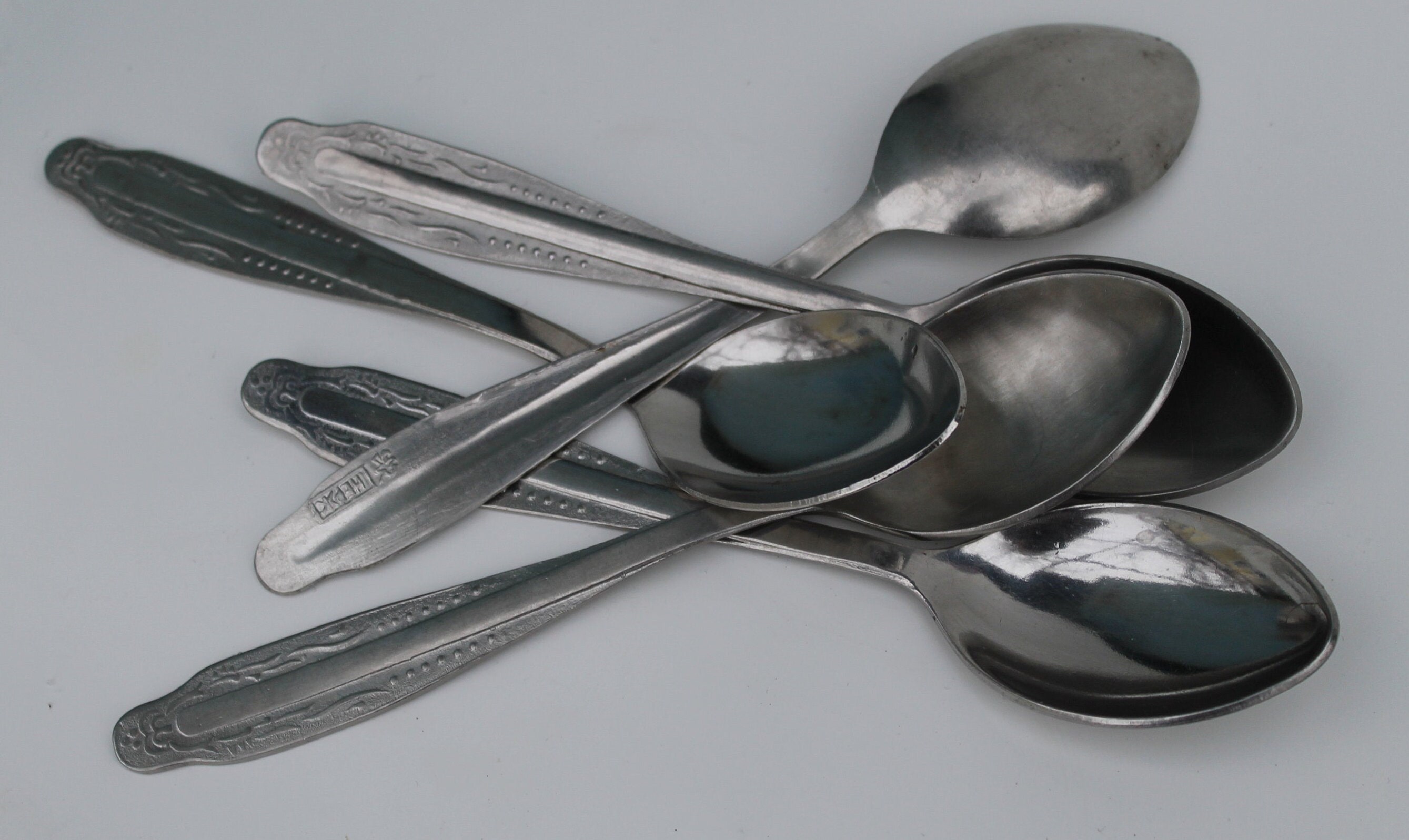 Set 5 Russian Flatware, Soviet Spoons, Stainless Steel Spoonfuls, Metal ...