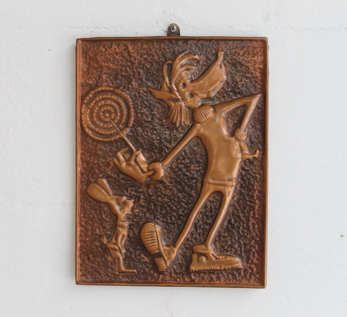 Vintage Brass Picture Metal Wall Decor Brass Picture for 7th | Etsy