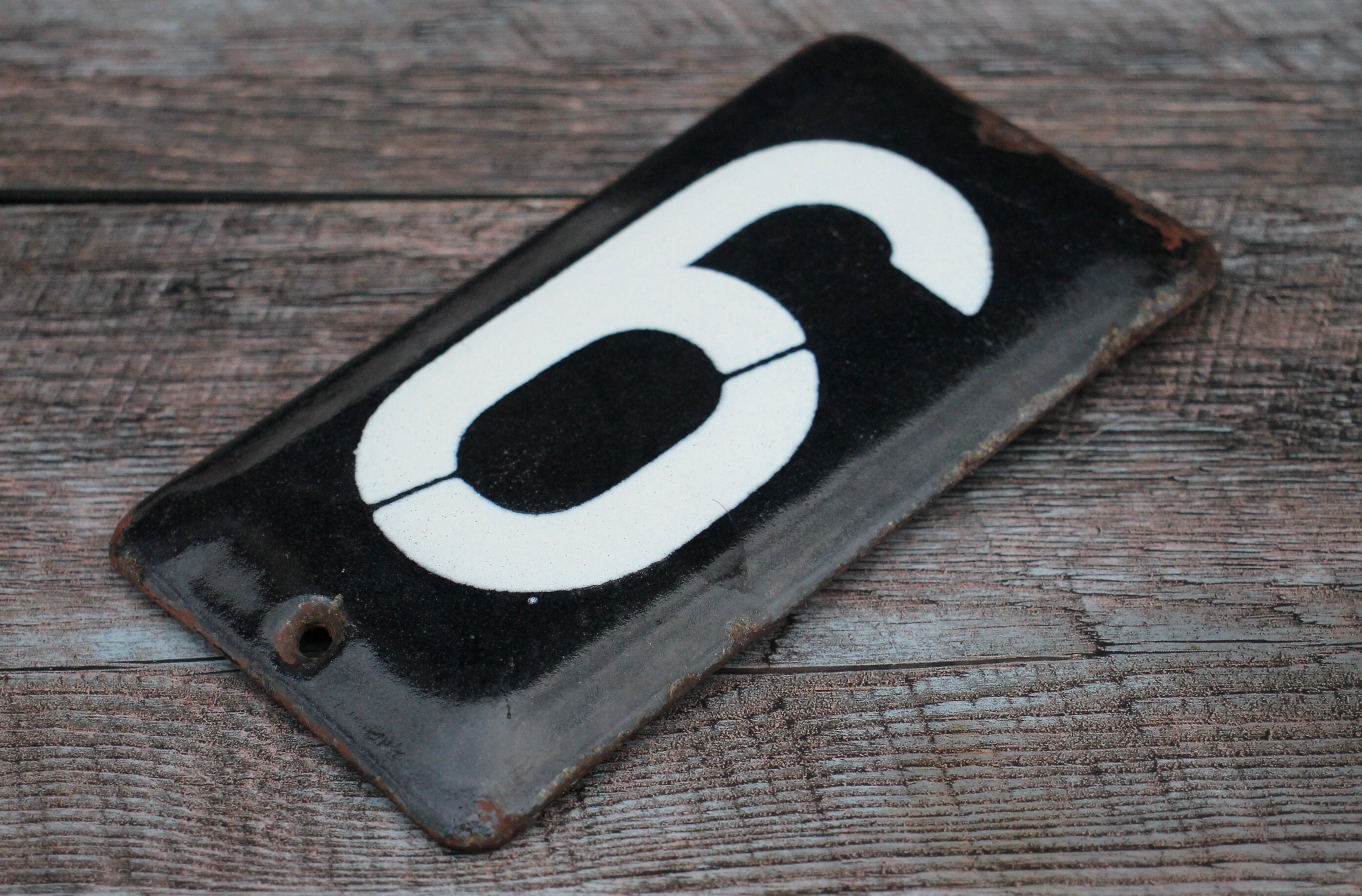 Vintage House Numbers 6 Black House Number Plaque House | Etsy
