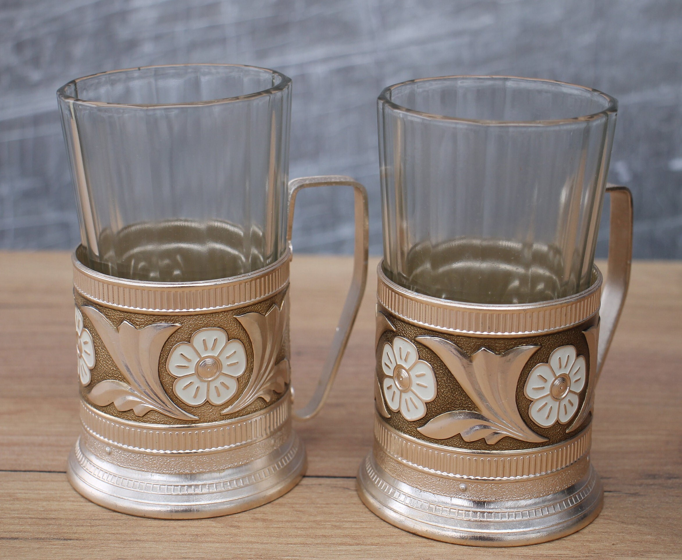 2 Set Russian Podstakannik,soviet Glass Holder Kitchen Decor,tea Glass ...