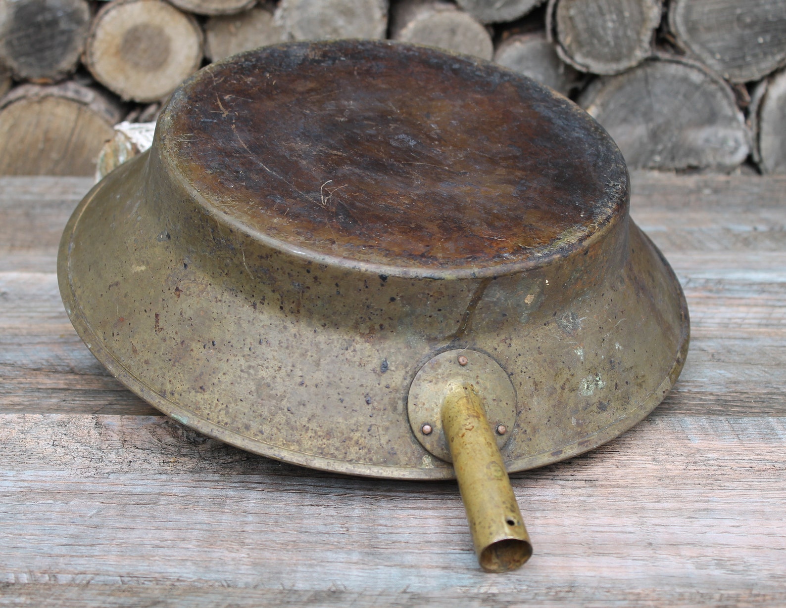 Antique Copper Basin Brass Pan Bowl With Handle Old Metal - Etsy