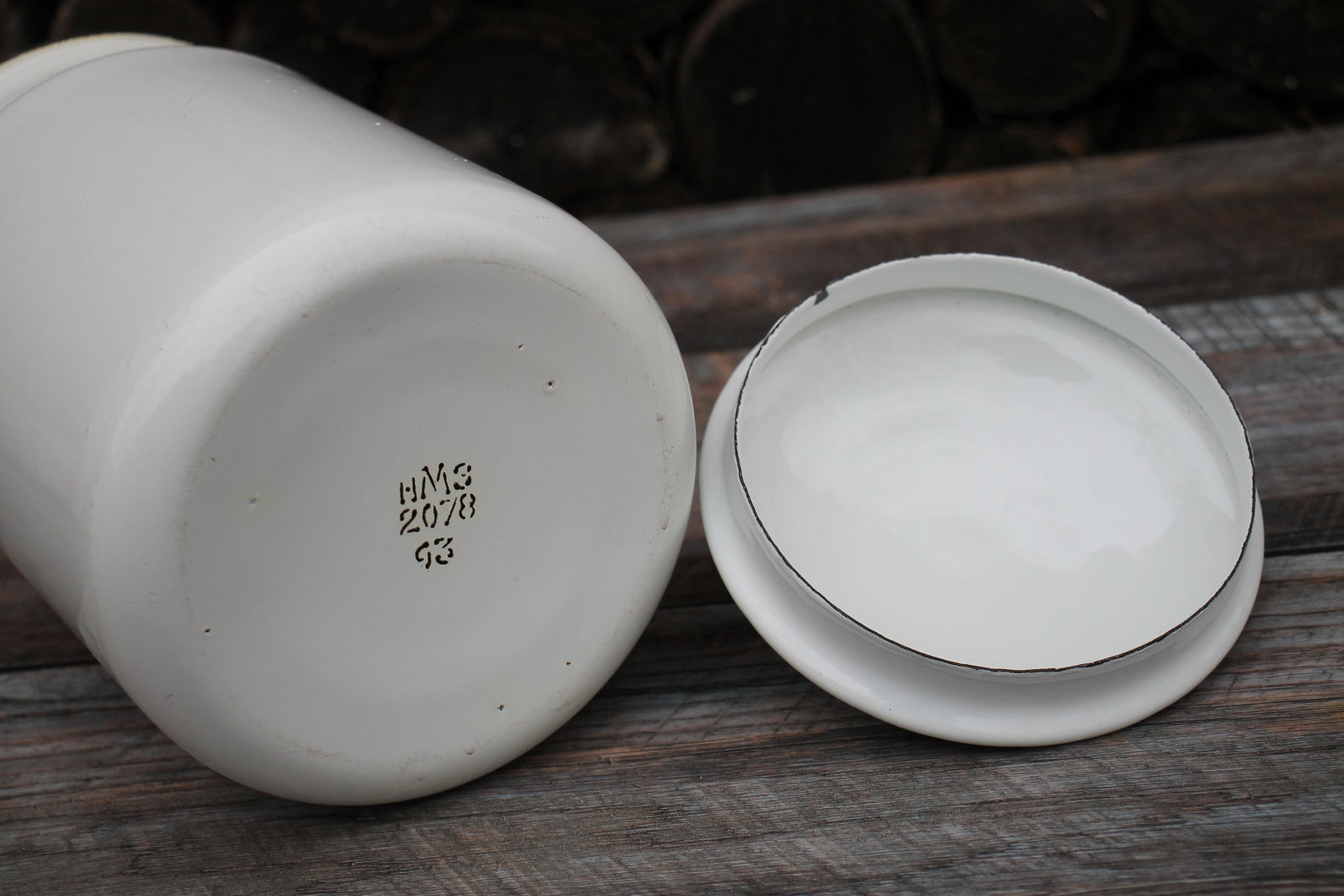 New Enamel pitcher metal milk can vintage enamelware | Etsy