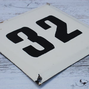 32 Vintage House Numbers, White Number Plaque, Enameled Number, House ...