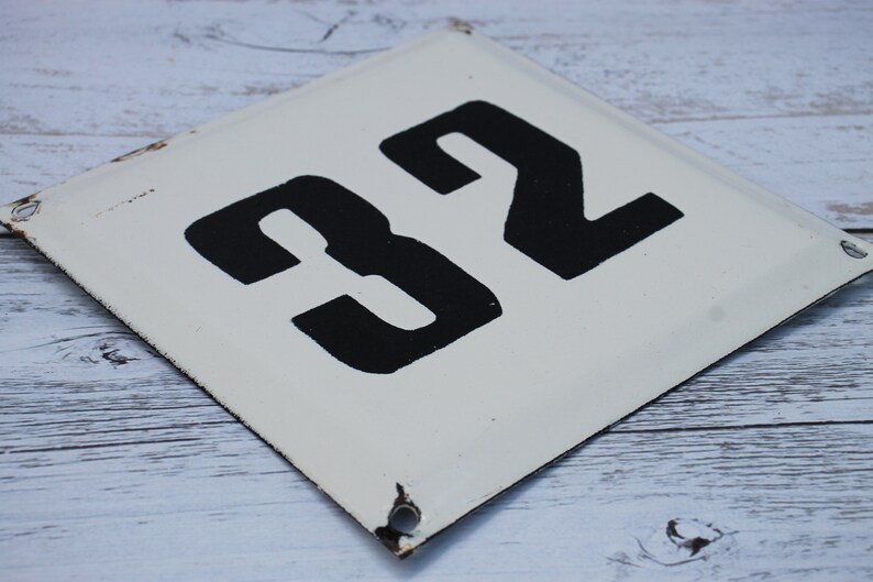 32 Vintage House Numbers White Number Plaque Enameled - Etsy