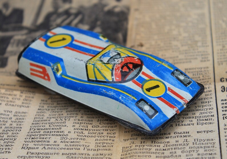 Antique Toy Car Soviet Toy Race Car Russian Blue Retro Car - Etsy
