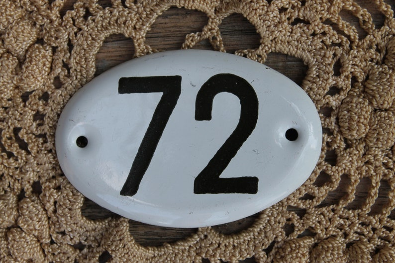 House Numbers 72, Vintage House Number Plaque 72, Soviet Address Plaque ...