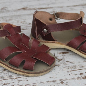 Vintage Leather Sandals, Soviet Babies Shoes, Kids Brown Sandals, Size ...