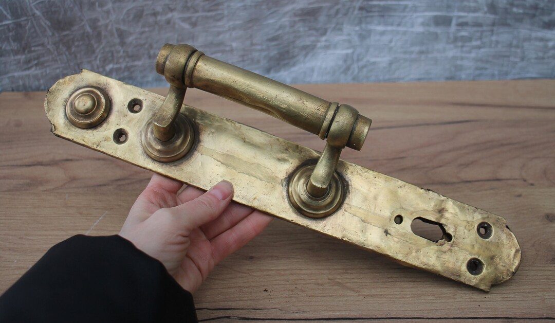 Brass Antique Large Door Handle 1900s, Vintage Bronze Front Door Handle, Barn Door Wall Decor ...
