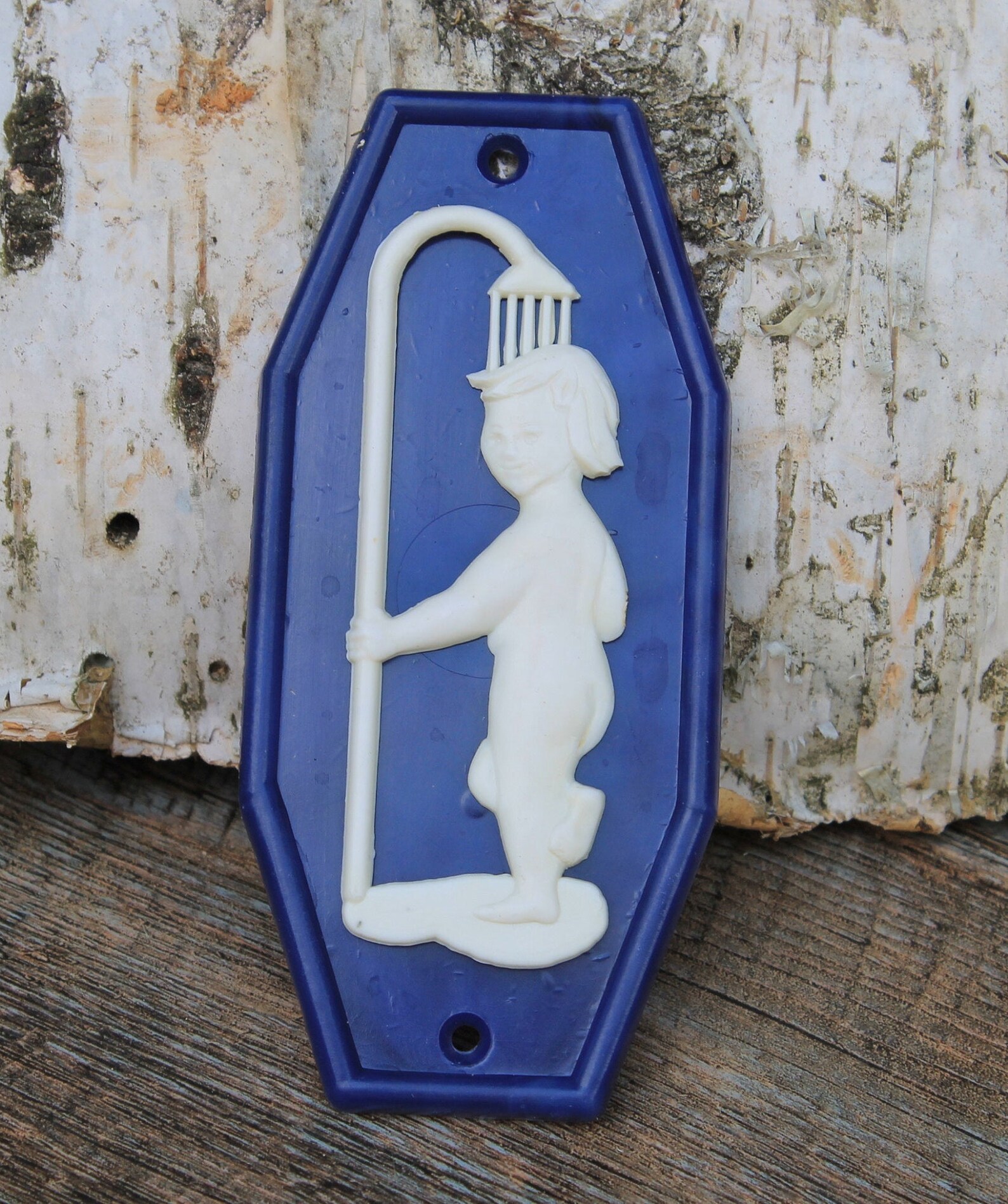 Vintage Soviet Bathroom Sign, Blue Shower Decor, Made in USSR - Etsy