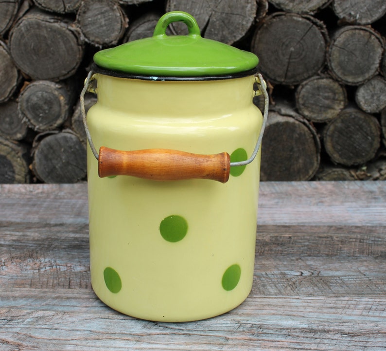 Vintage Yellow-green Enamelwaremilk Jug Antique Milk Can for - Etsy