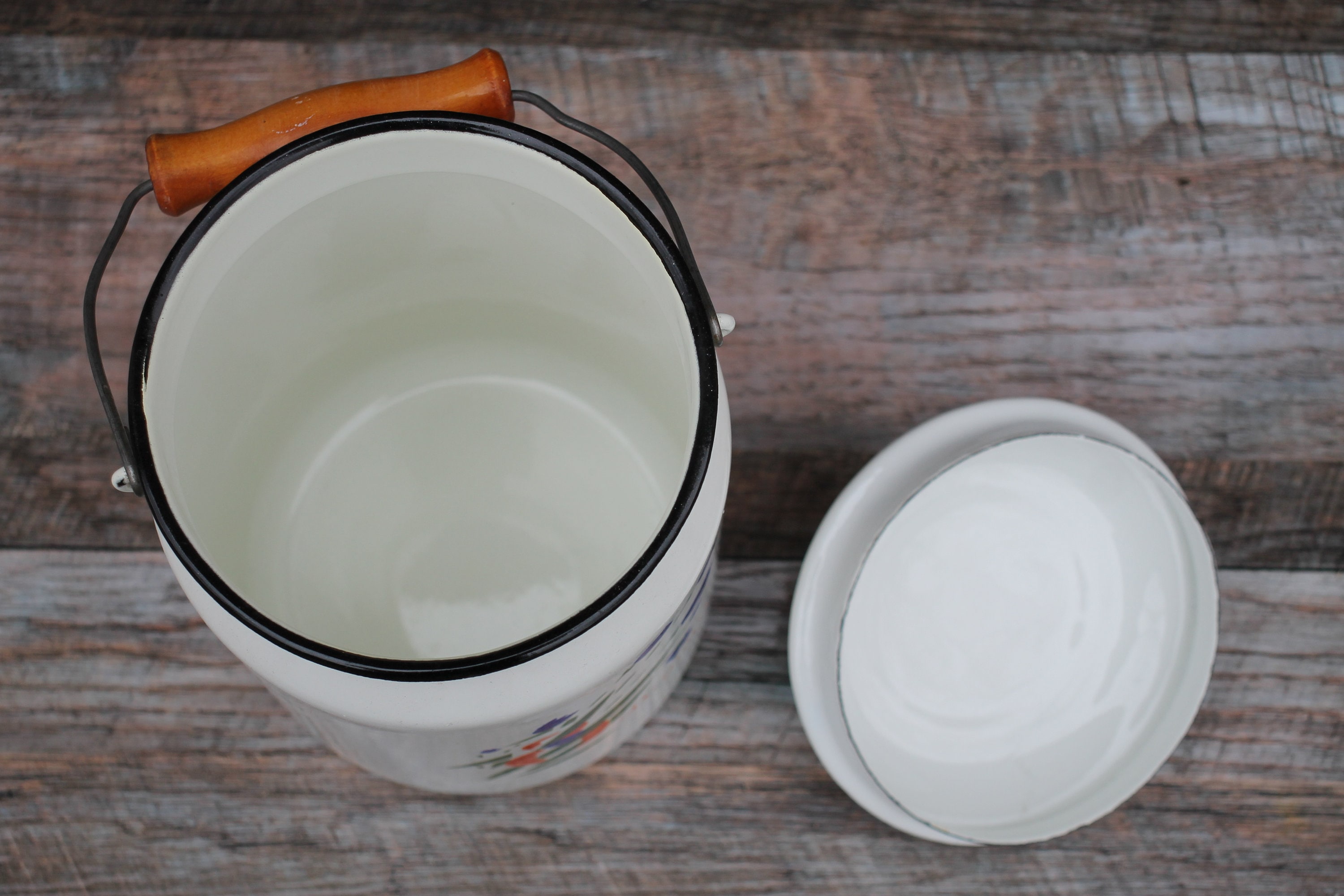 New Enamel pitcher metal milk can vintage enamelware | Etsy