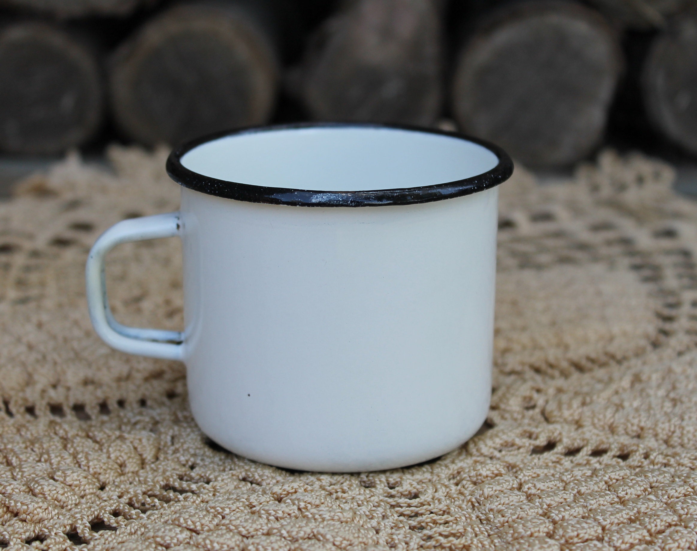 Vintage white enamel mug camping mug for gift soviet travel | Etsy