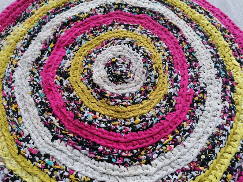Small Rag Rug,farmhouse Rustic Rug,pink Vintage Rag Rug,kitchen Round ...