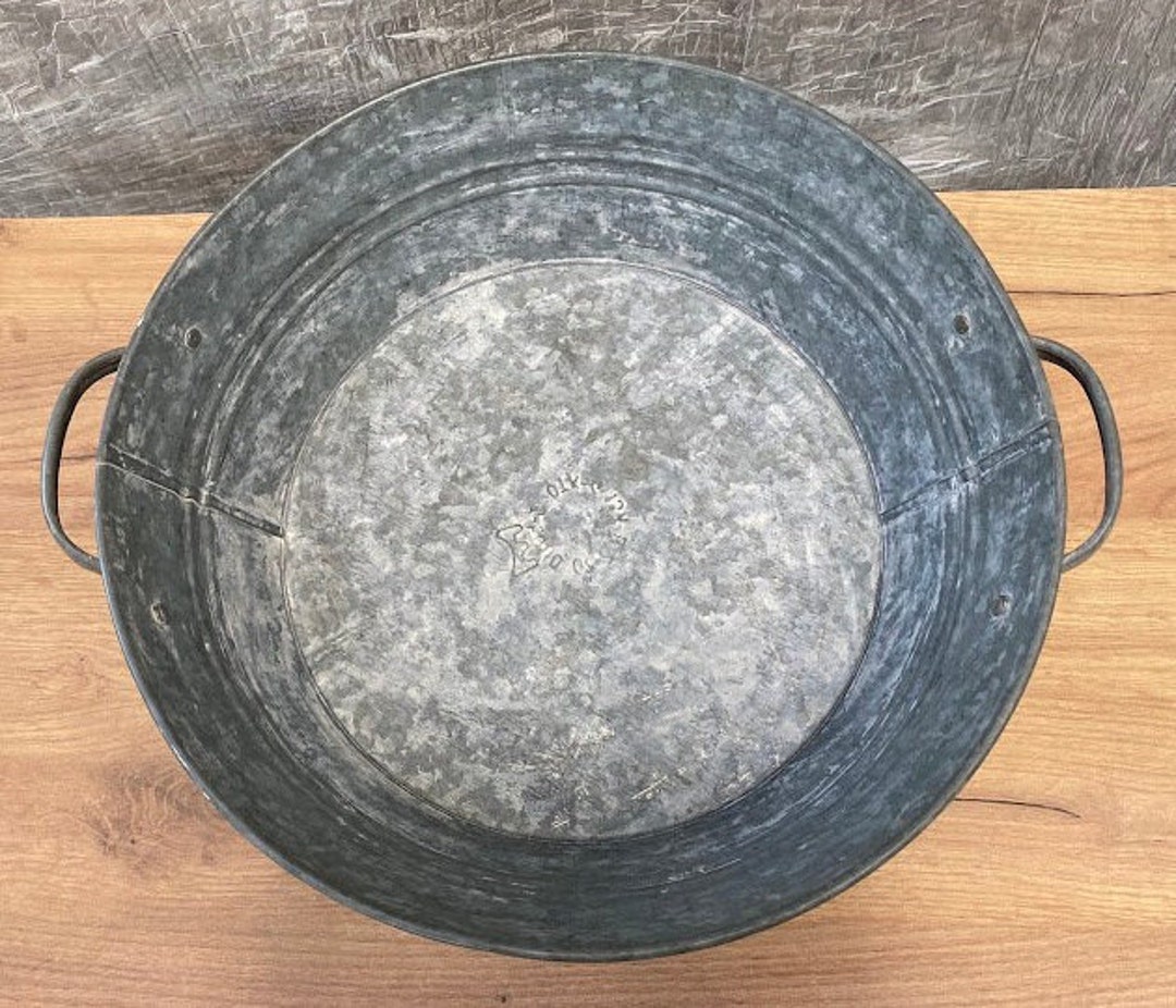 Galvanized Basin,vintage Basin,antique Galvanized Tub Farmhouse Decor ...
