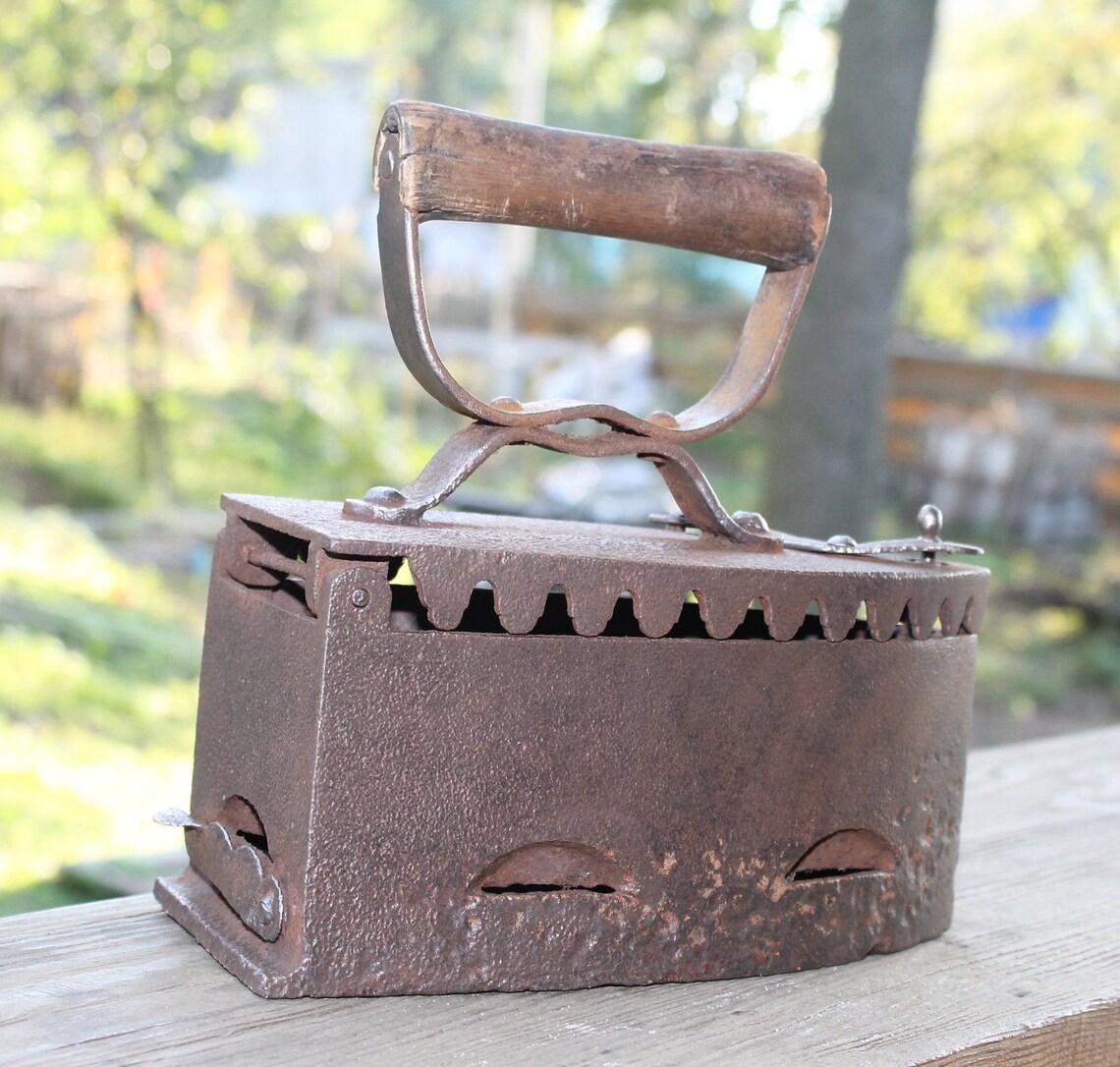 Antique USSR Coal Iron, Primitive Laundry Decor, Farmhouse Display - Etsy