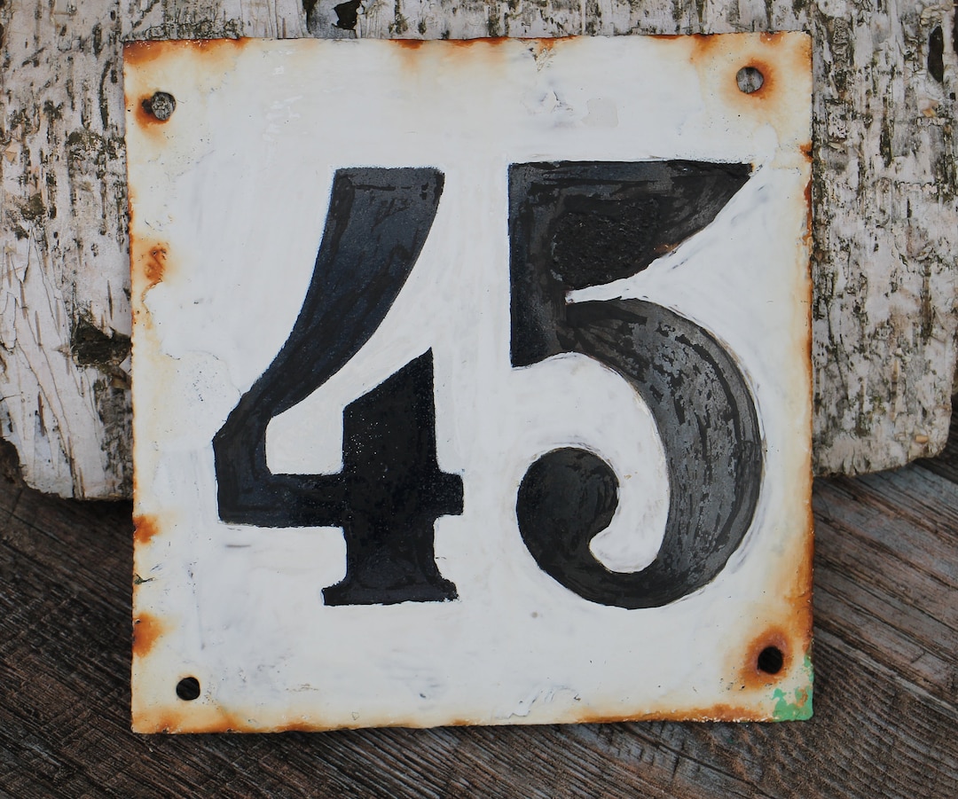 Vintage House Numbers 45, White House Number Plaque, House Number Sign ...