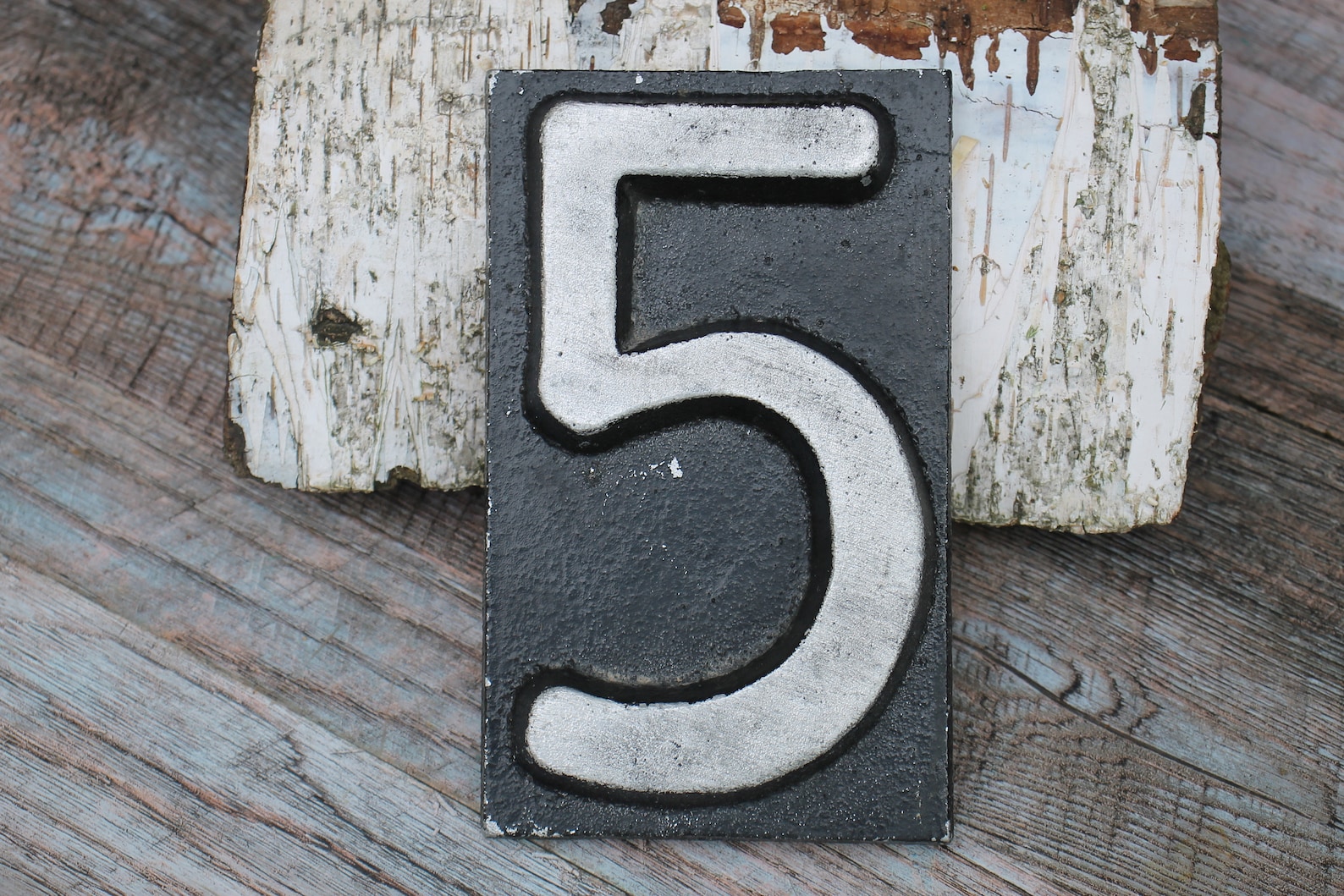 Vintage House Numbers 5 Black House Number Plaque House - Etsy