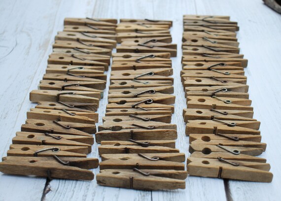 Set of 50 Vintage Wooden Clothes Pins Antique Clothespins - Etsy