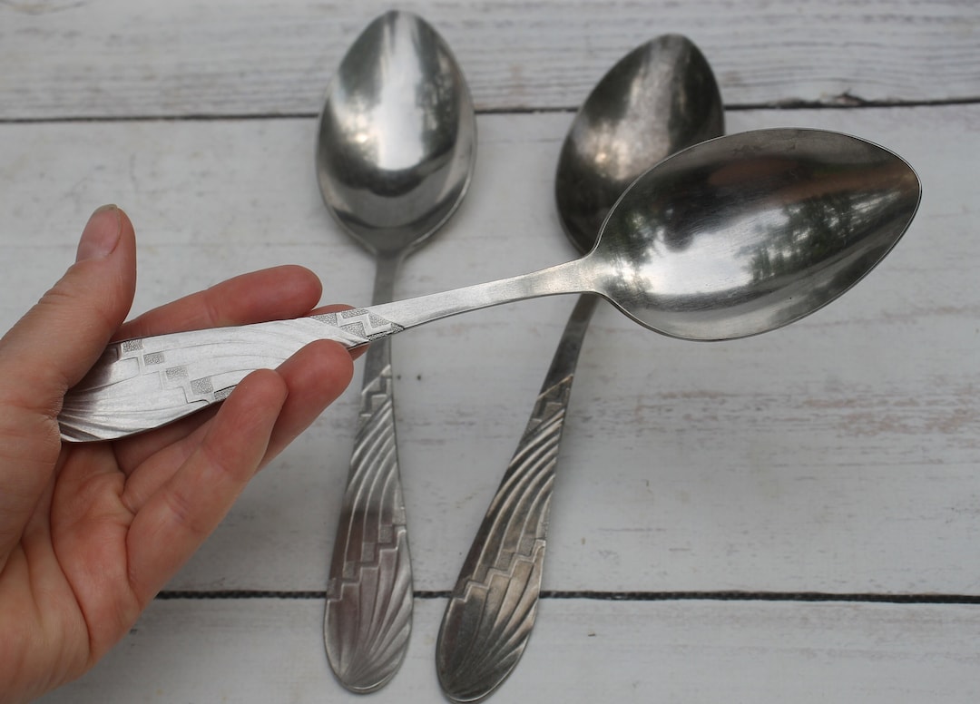 Soviet Spoons Set of 3,vintage Steel Spoon,old Cutlery Set Ussr for ...