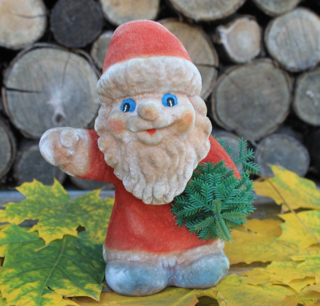 Vintage Plush Santa, Soviet Santa Claus Figurine, Christmas Ornaments ...