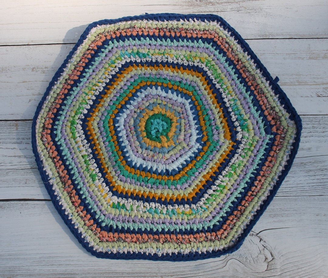 Rag Round Rug, Braided Rag Rug for Farmhouse Decor, Bathroom Crocheted ...