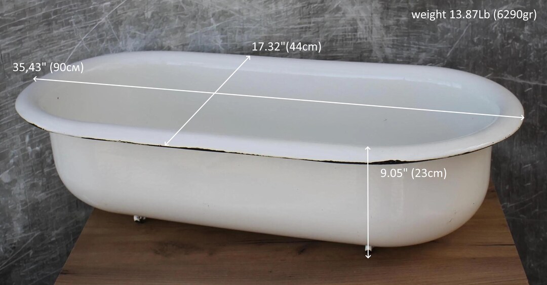Enamel Baby BATH Basin, White Baby Bathtub, Vintage Enamelware Basin ...