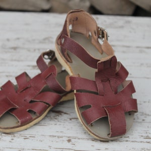 Vintage Leather Sandals, Soviet Babies Shoes, Kids Brown Sandals, Size ...