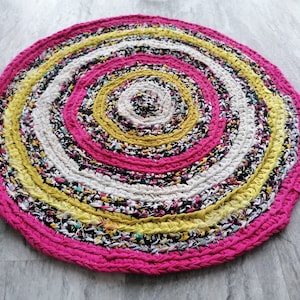Small Rag Rug,farmhouse Rustic Rug,pink Vintage Rag Rug,kitchen Round ...
