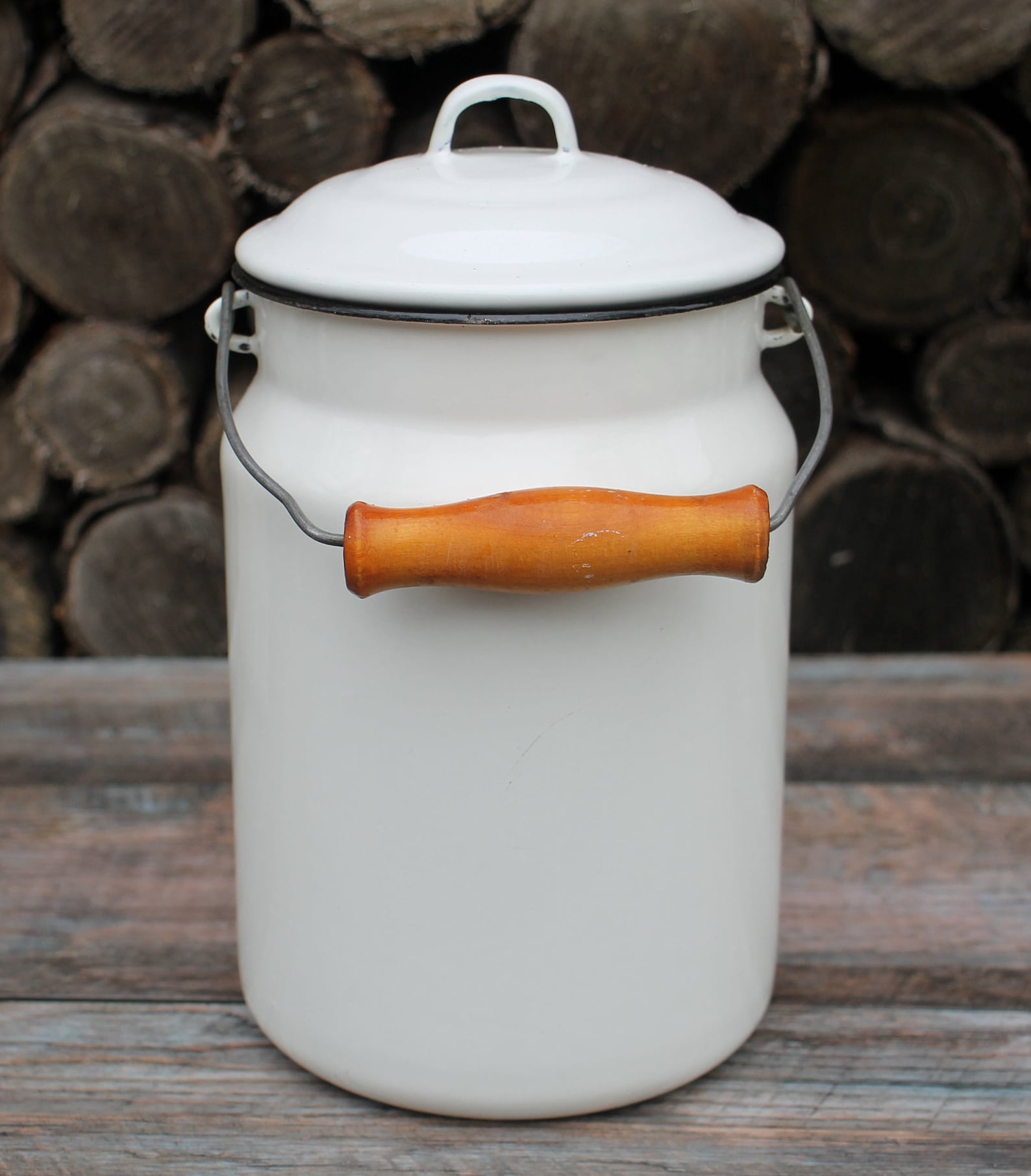 New Enamel pitcher metal milk can vintage enamelware | Etsy